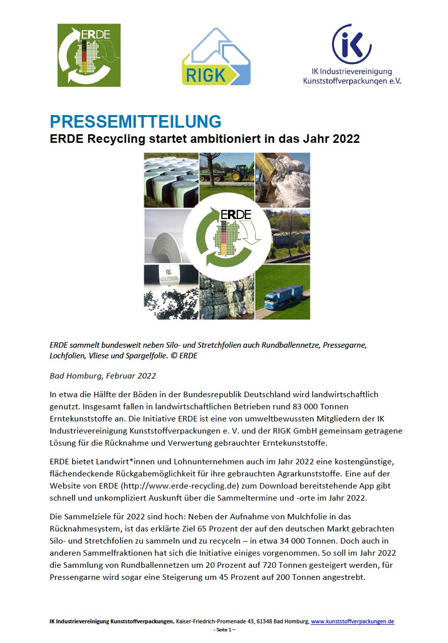 ERDE sets ambitious collection and recycling goals for AUP’s in Germany ...